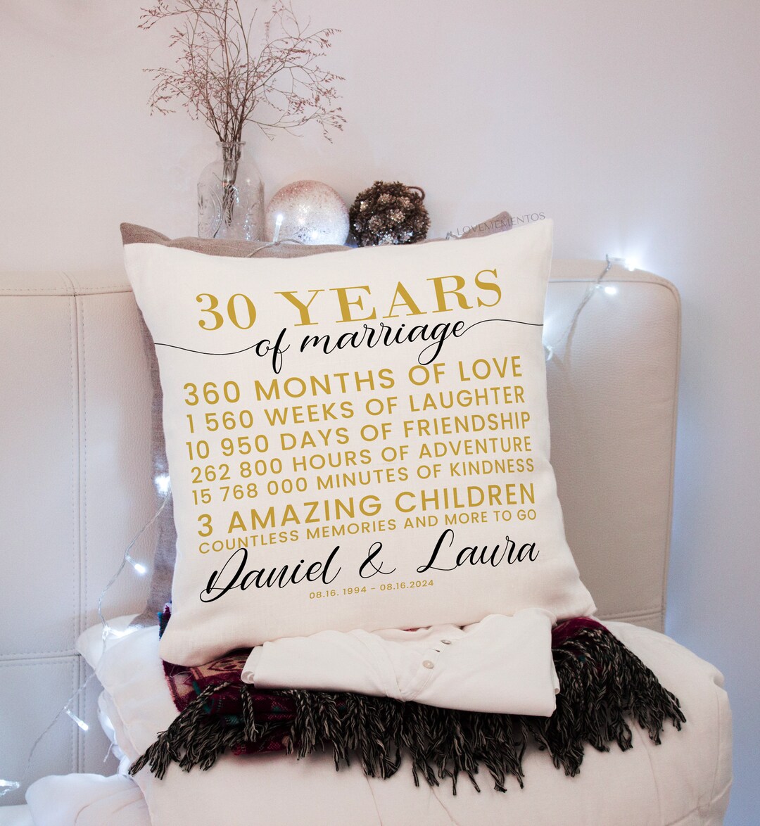 30 Years of Marriage Anniversary Pillow, 30th Anniversary Gift for ...