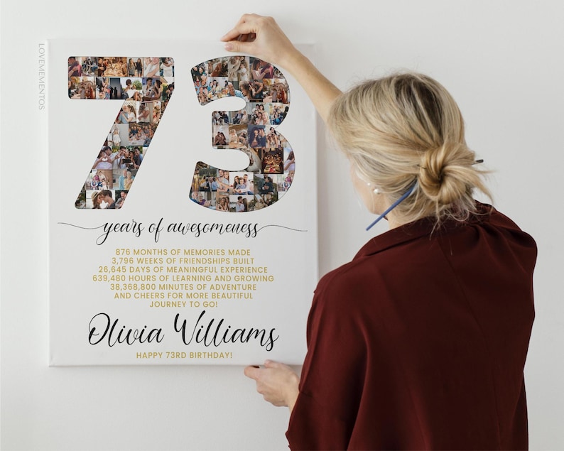 73rd Birthday Gift Photo Collage Countdown, 73 Reasons Why We Love You ...