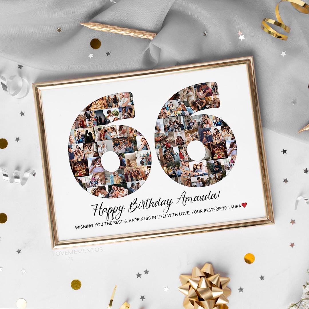Custom 66th Birthday Gift Photo Collage, 66th Birthday Gift for Men ...