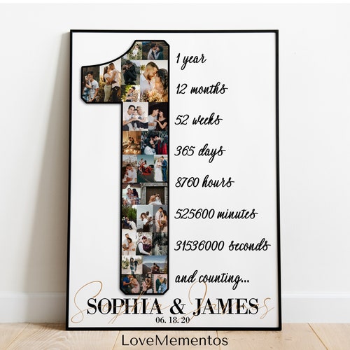 Custom First Anniversary Collage Gift 1 Year Anniversary Gift | Etsy