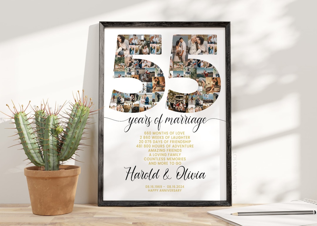 55th Anniversary Gift for Parents, 55tth Wedding Anniversary Party ...