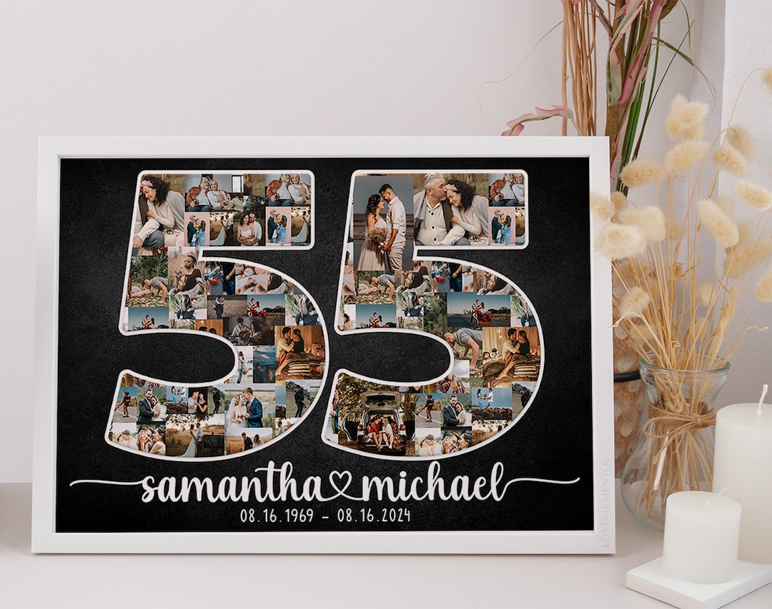 55th Anniversary Gift for Husband & Wife, 55 Years Wedding Gift for Him ...