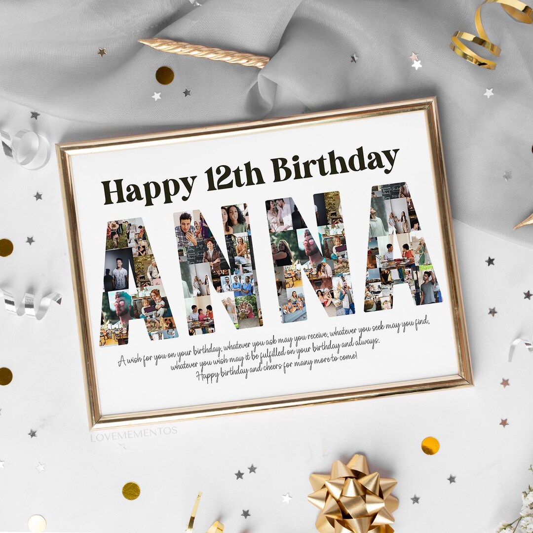12th Birthday Decorations, 12th Birthday Photo Collage, 12th Birthday ...