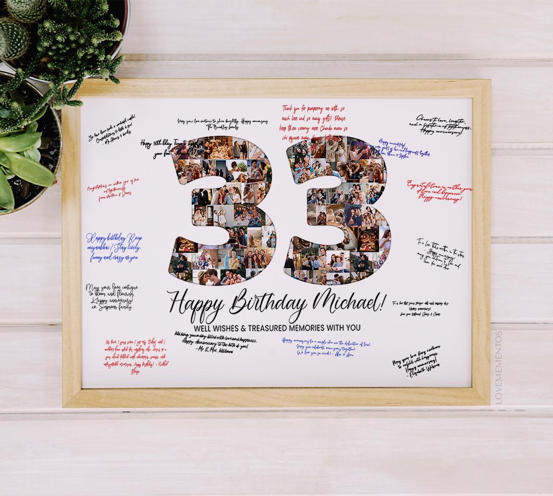 33rd Birthday Decoration Guest Book Sign, 33rd Birthday Gift Men Women ...