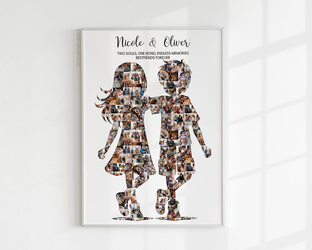 Best Friend Boy Girl Photo Collage Gift, Kids Best Friends Printable ...