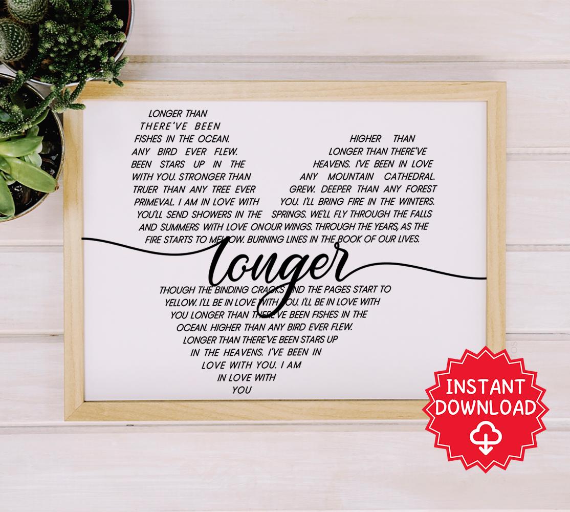 Longer by Dan Fogelberg Song Lyrics Printable Wall Art Instant ...