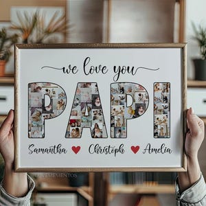 Papi Gift, Papi Photo Collage, Gift for Papi From Daughter Son Baby Kids, Birthday Gift for Papi ...