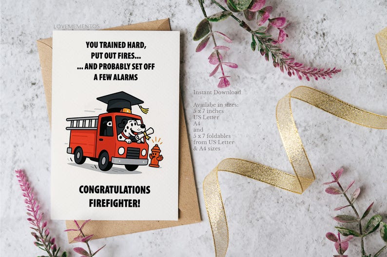 Funny Firefighter Card, New Fireman Greeting Card, Firefighter ...