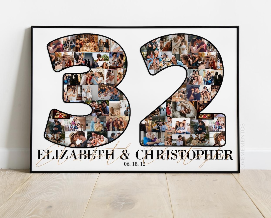32nd Wedding Anniversary Photo Collage Gift for Him Her, 32 Years ...