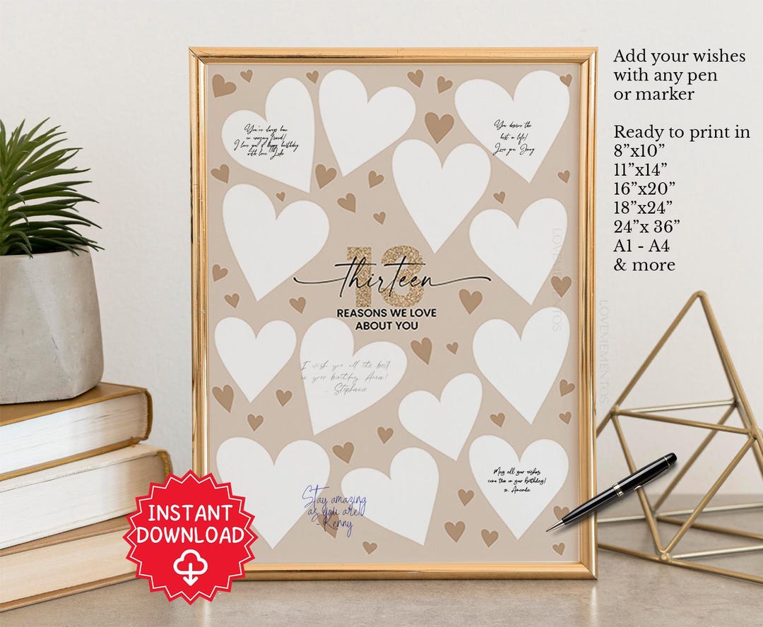 13 Reasons We Love You, 13th Birthday Gift Girl Boy, 13th Birthday ...