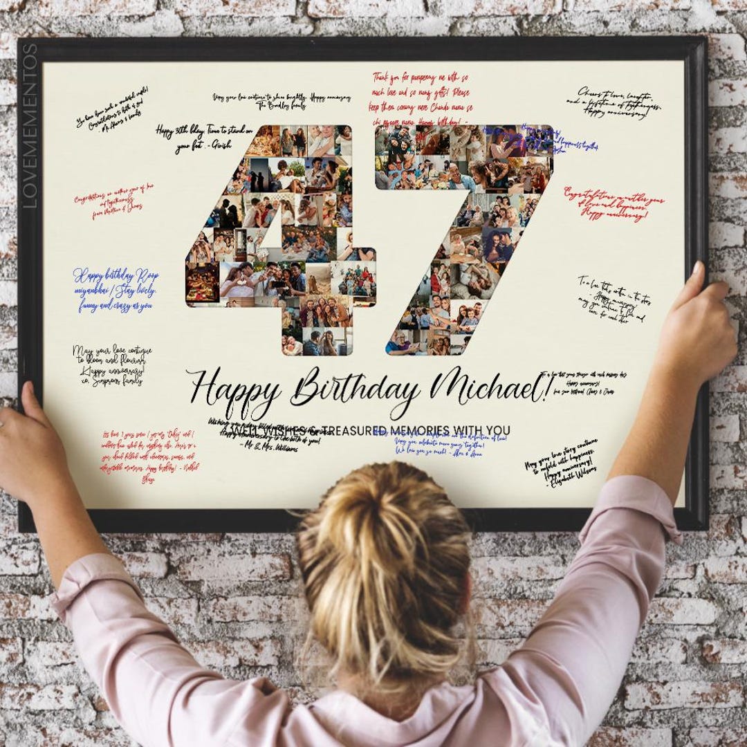 47th Birthday Decoration Guest Book Sign, 47th Birthday Gift Men Women ...