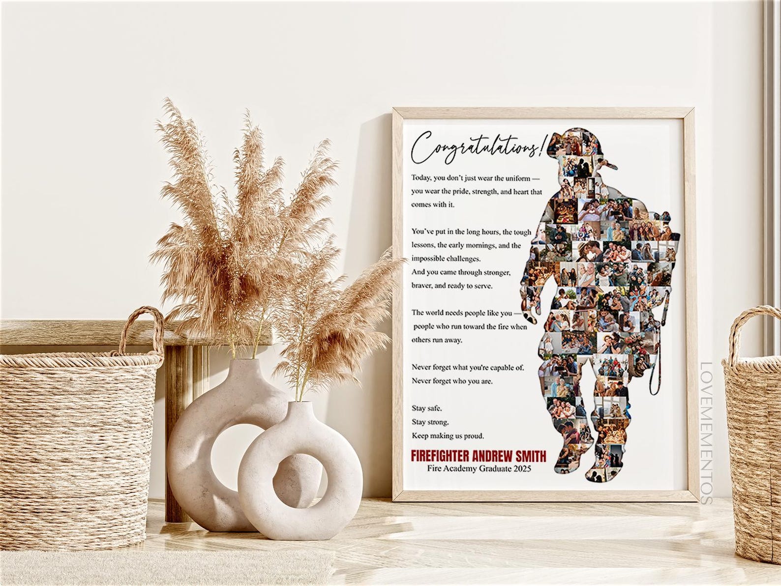 New Firefighter Gift Photo Collage, Fire Academy Graduate Gift for Son ...