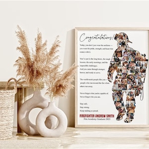 New Firefighter Gift Photo Collage, Fire Academy Graduate Gift for Son ...