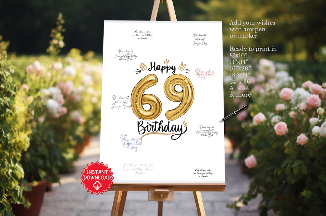 69th Birthday Guest Sign, 69th Birthday Gift Men Women, 69th Birthday ...