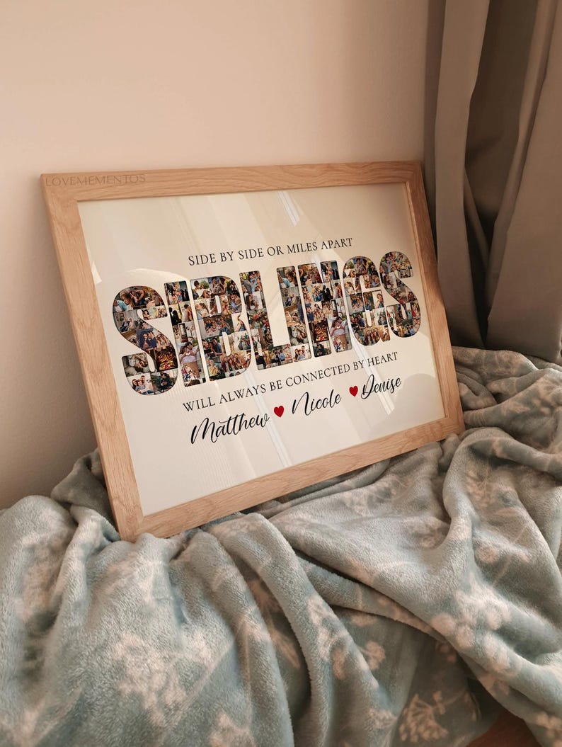 Siblings Photo Collage, Sibling Long Distance Gift Ornament for Family ...