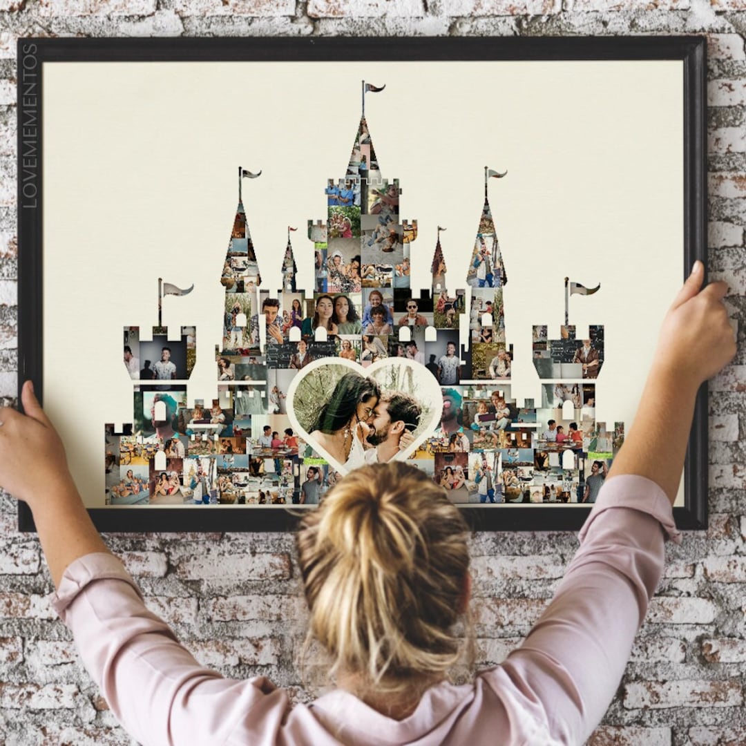 Disney Castle Photo Collage, Disney Engagement, Disney Wedding, Disney Anniversary, Disneyworld ...