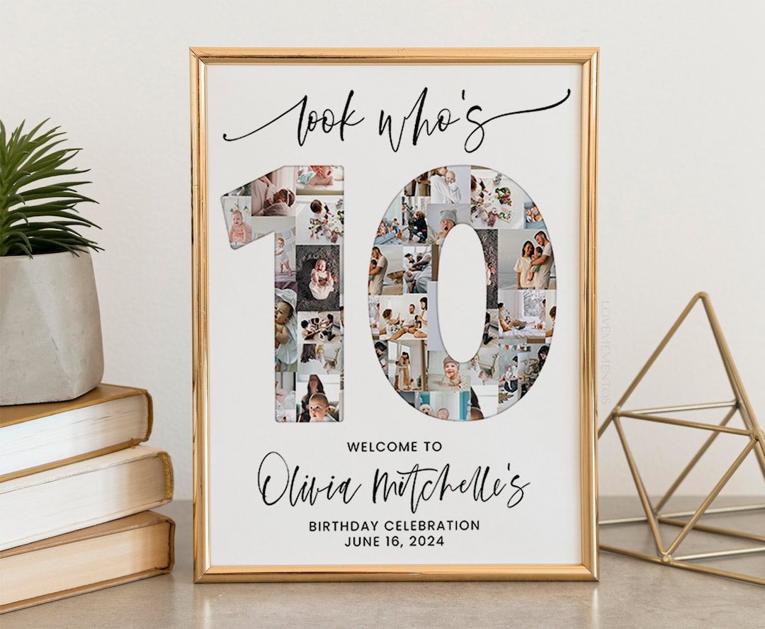10th Birthday Party Photo Poster Collage, 10th Birthday Decoration ...
