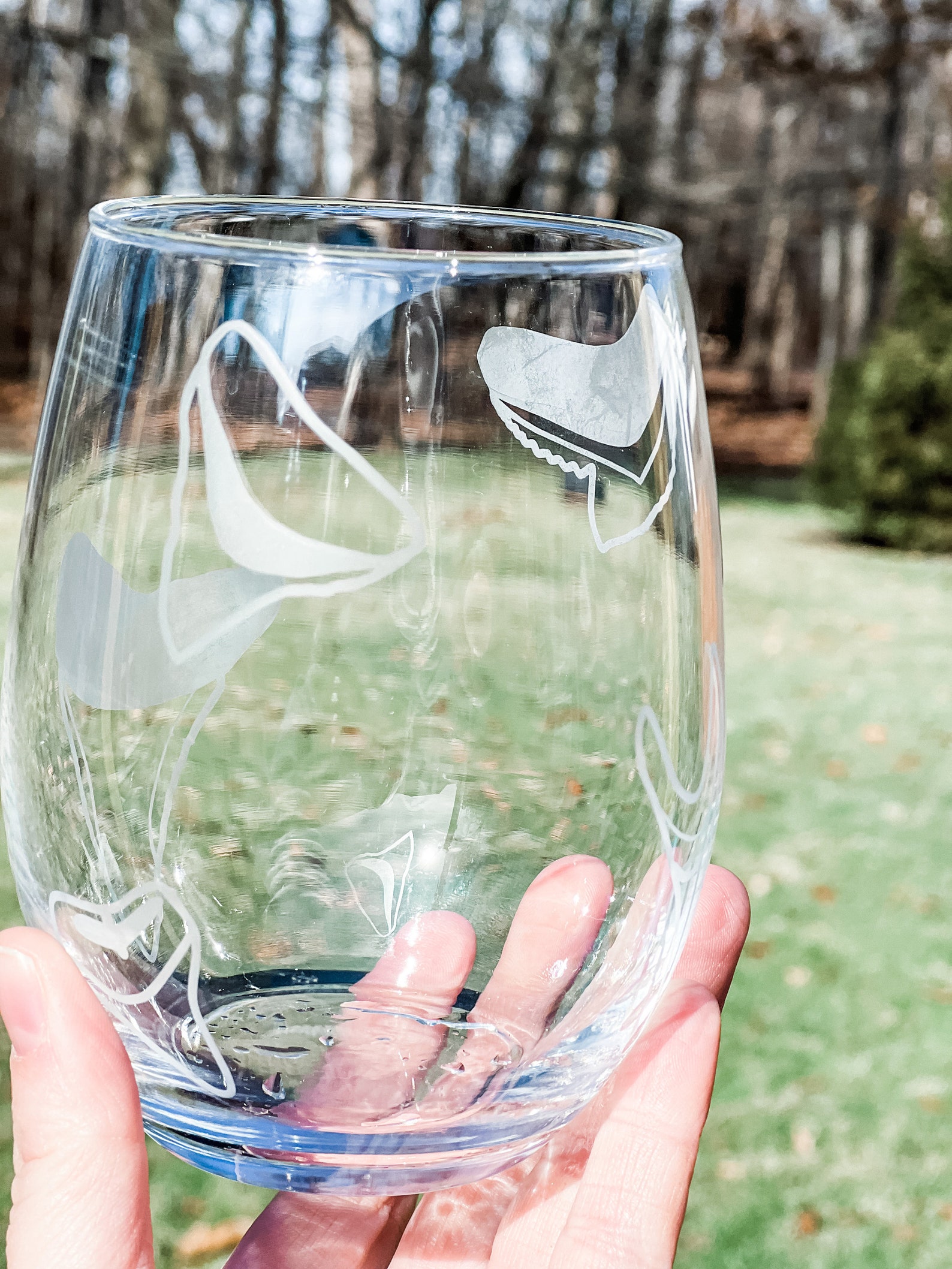 Etched Wine Glass: Shark's Tooth Glass Shark Week Beach | Etsy