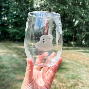 Ghost Etched Wine Glass Spooky Halloween Fall Etched Glassware - Etsy