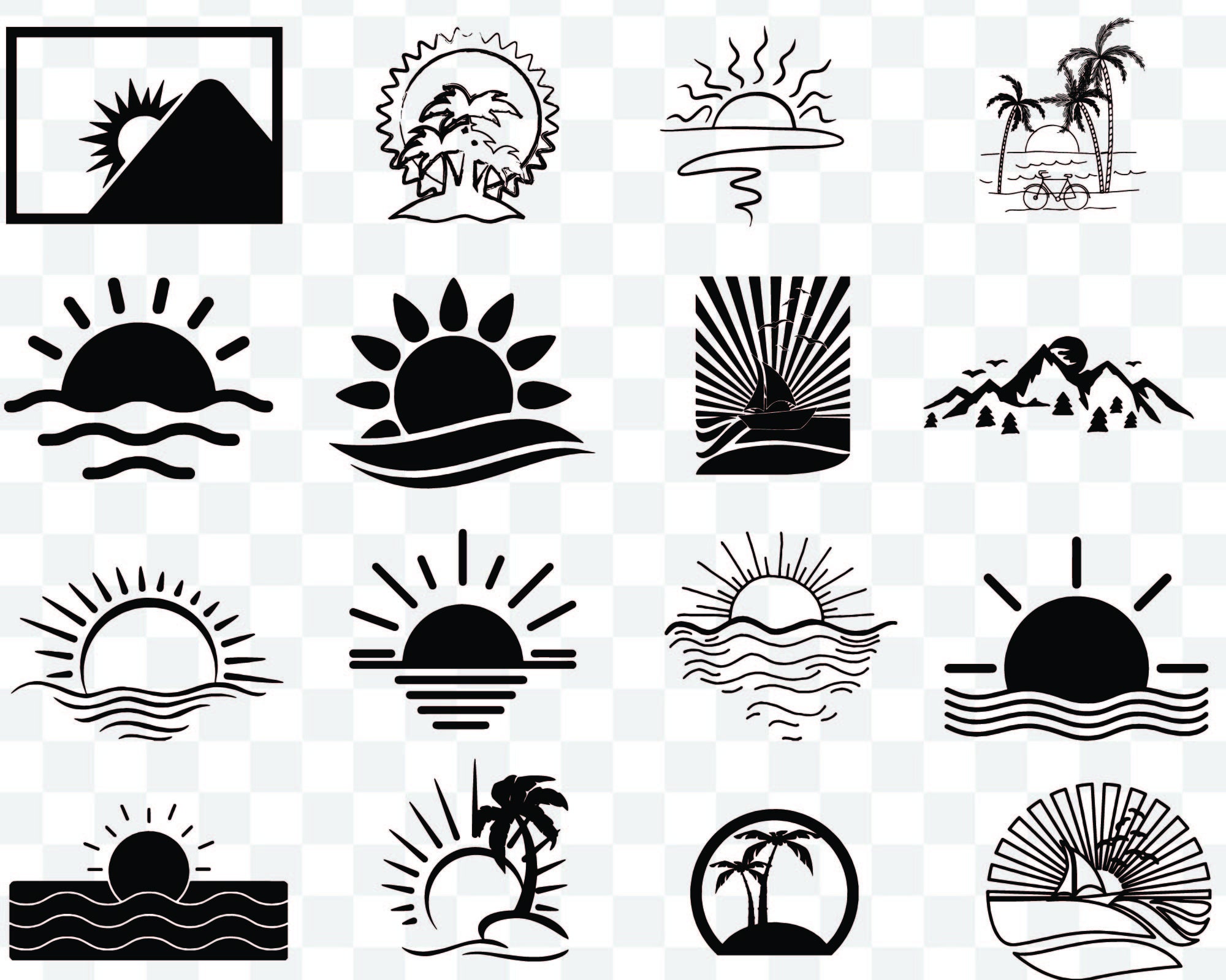 Sunset Svg Bundle Sunrise Svg Summer Svg Horizon Svg Etsy