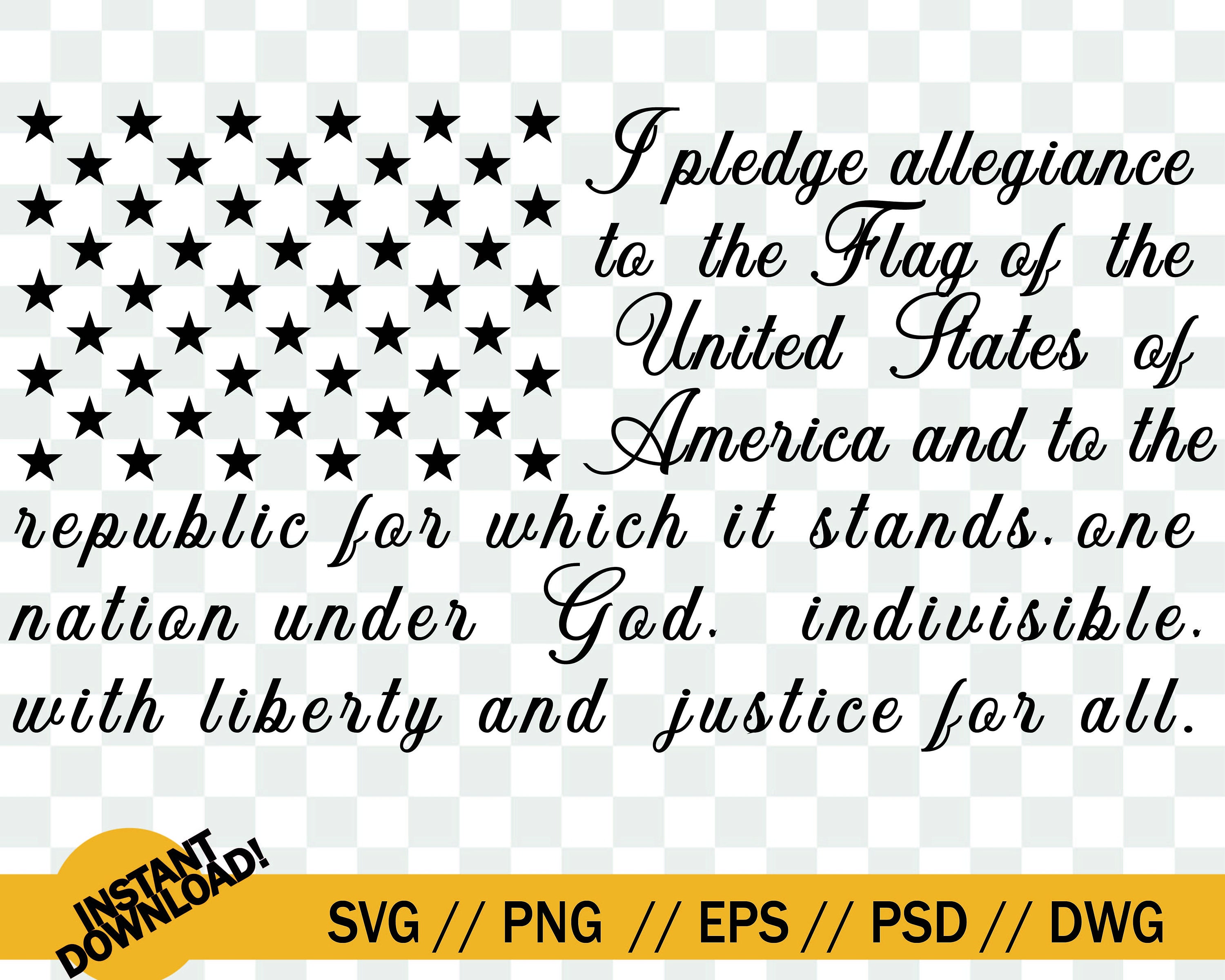 Pledge Of Allegiance Flag Svg Instant Download Etsy