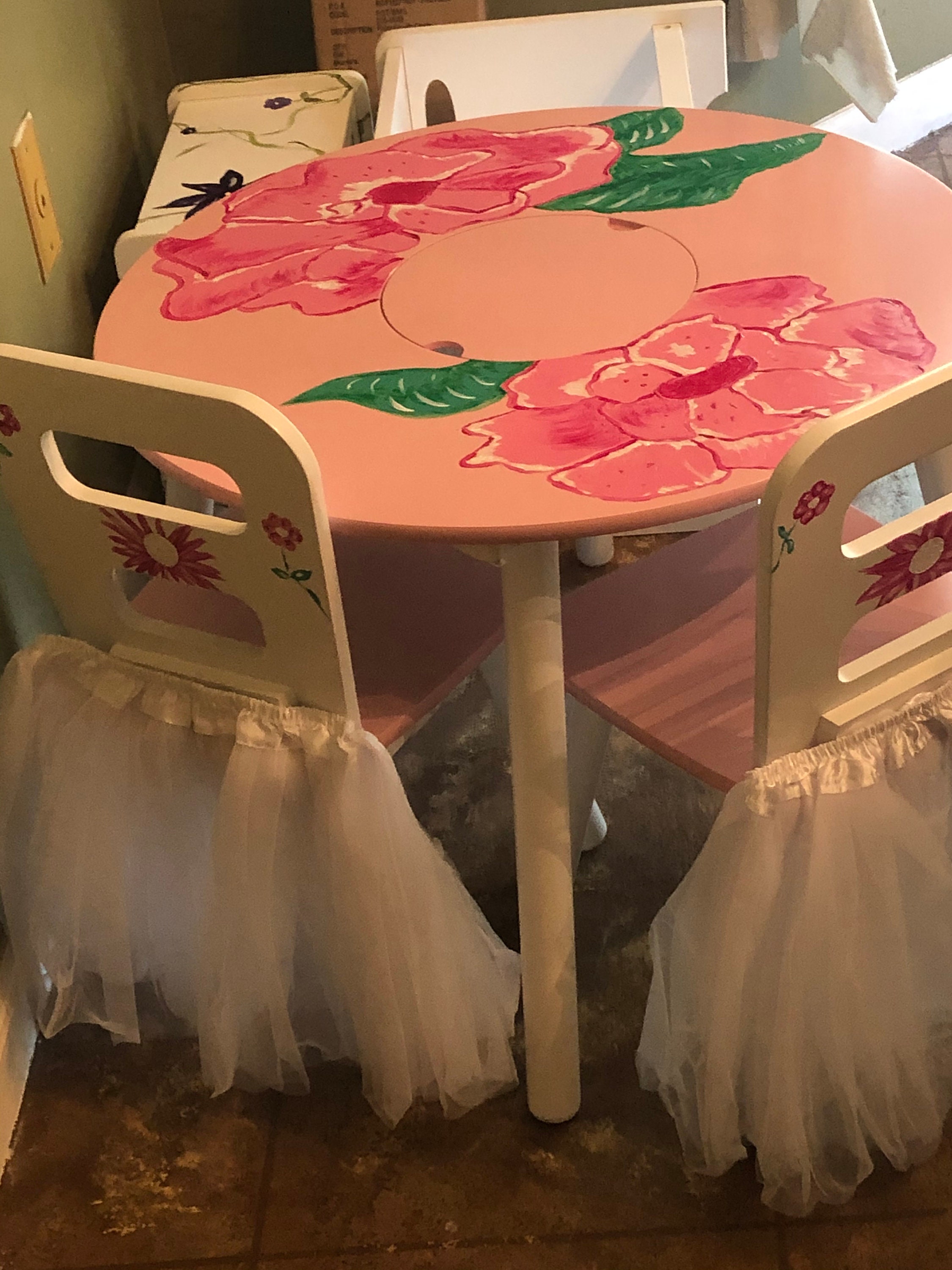 Tea Time Little Girls Hand Painted Table - Etsy