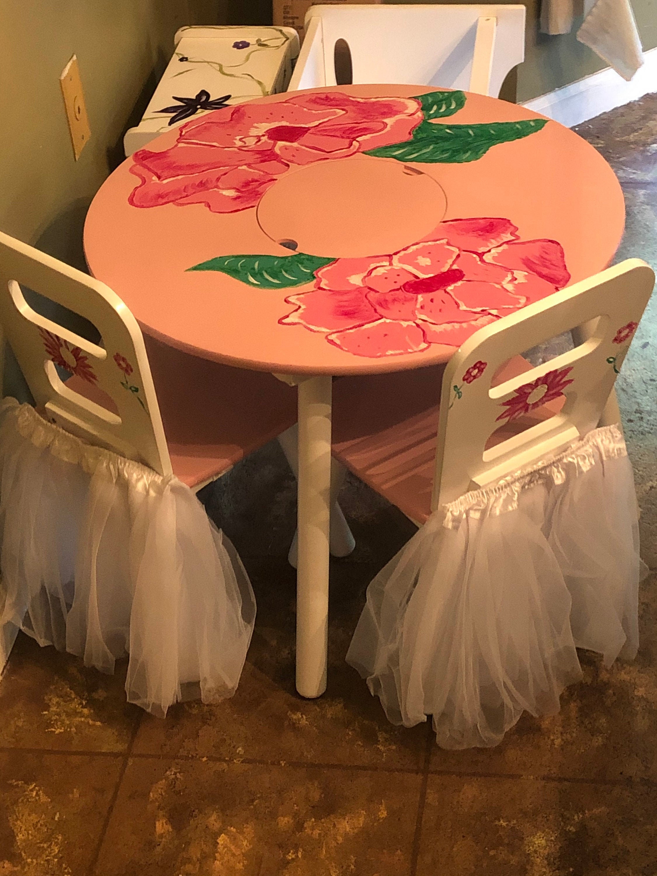 Tea Time Little Girls Hand Painted Table - Etsy