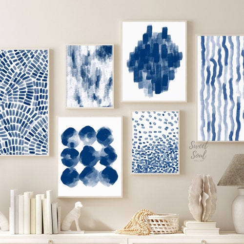Blue Abstract Wall Art Digital Download Blue Watercolor - Etsy