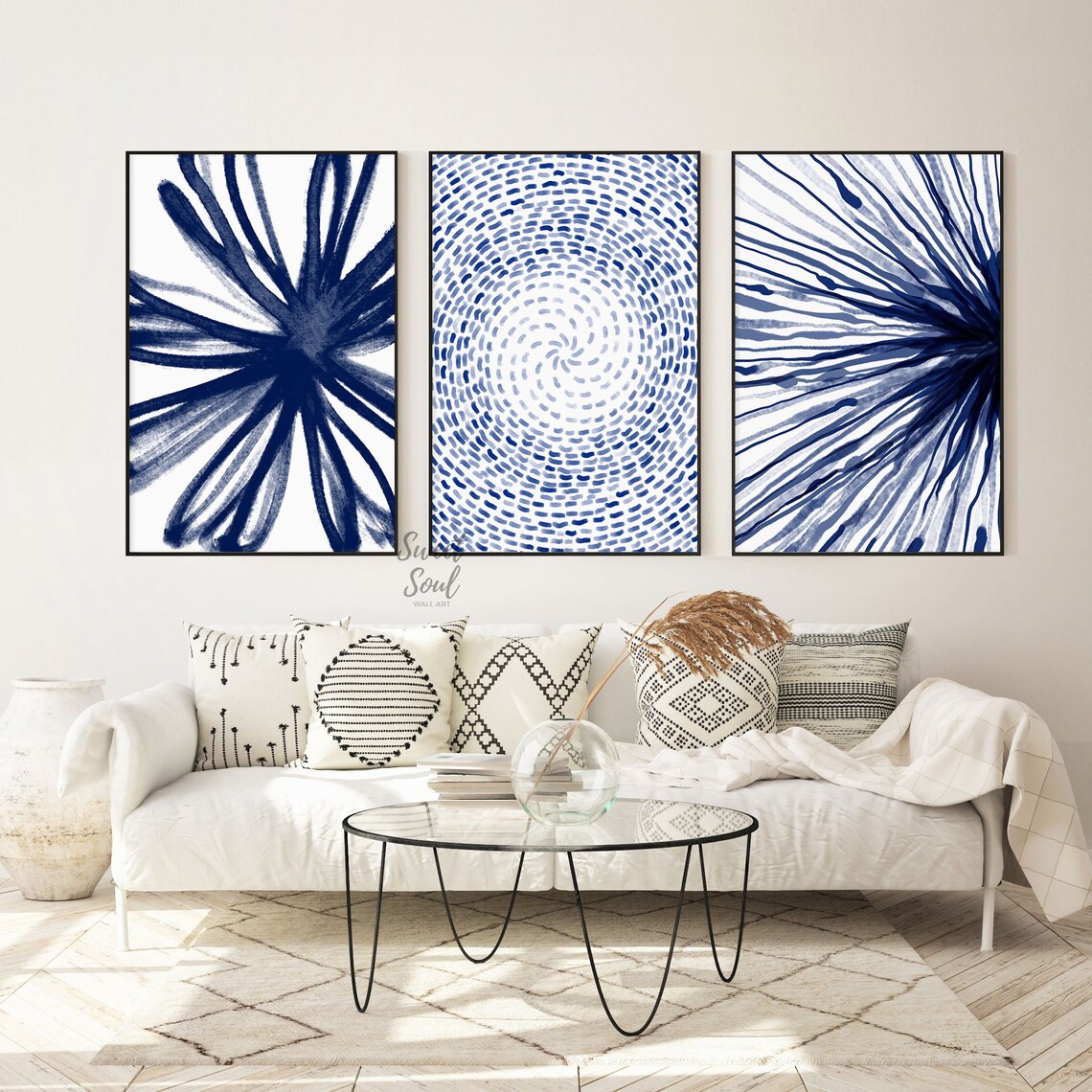 Blue Abstract Wall Art Digital Download Blue Watercolor - Etsy