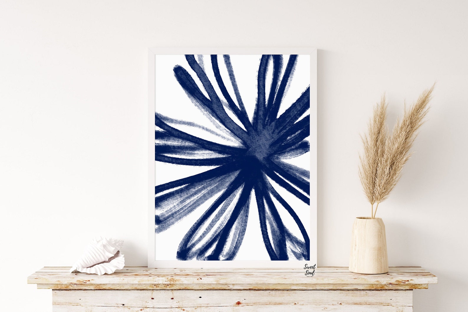 Wall Art Set of 3 Blue Abstract Digital Prints Living Room - Etsy