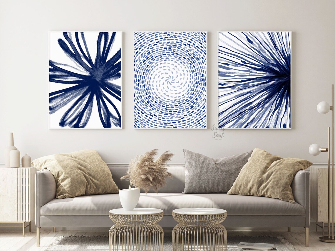 Blue Abstract Wall Art Digital Download Blue Watercolor - Etsy