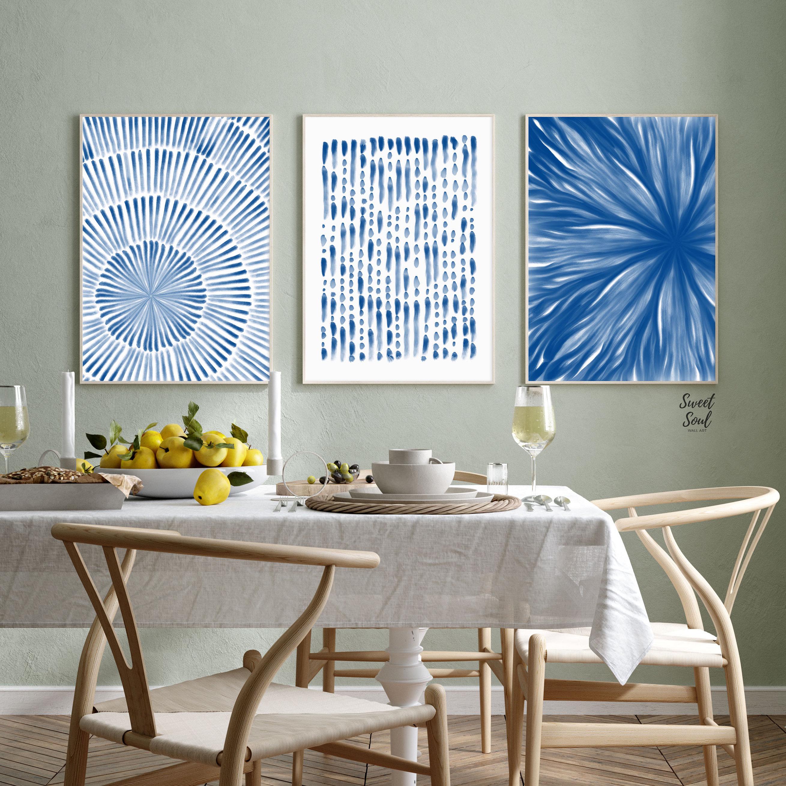 Download Blue Art Prints Set of 3, Abstract Wall Art Printable ...