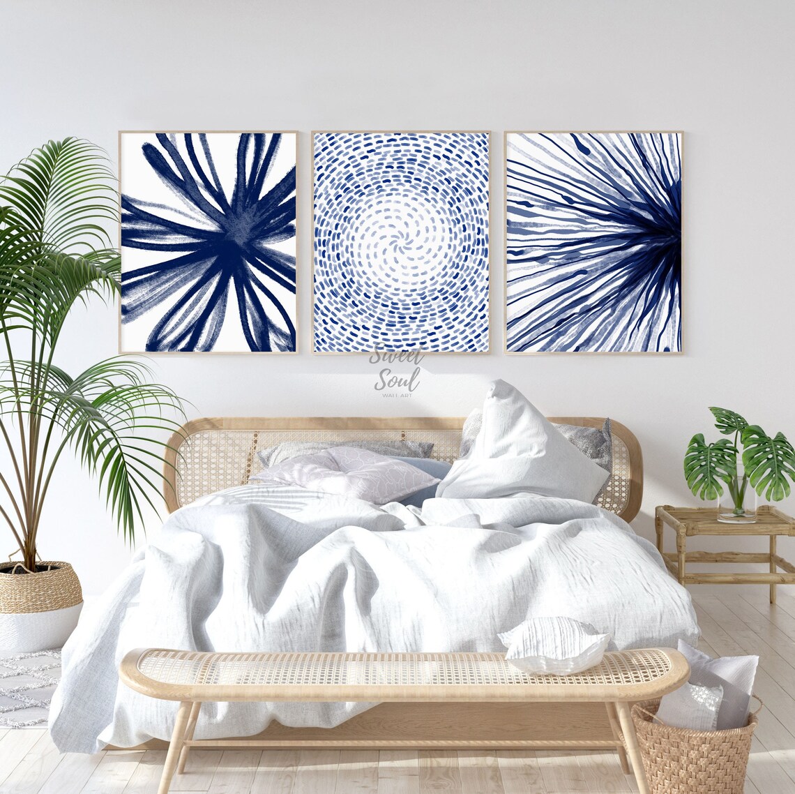 Blue Abstract Wall Art Digital Download, Blue Watercolor Artwork, Blue ...