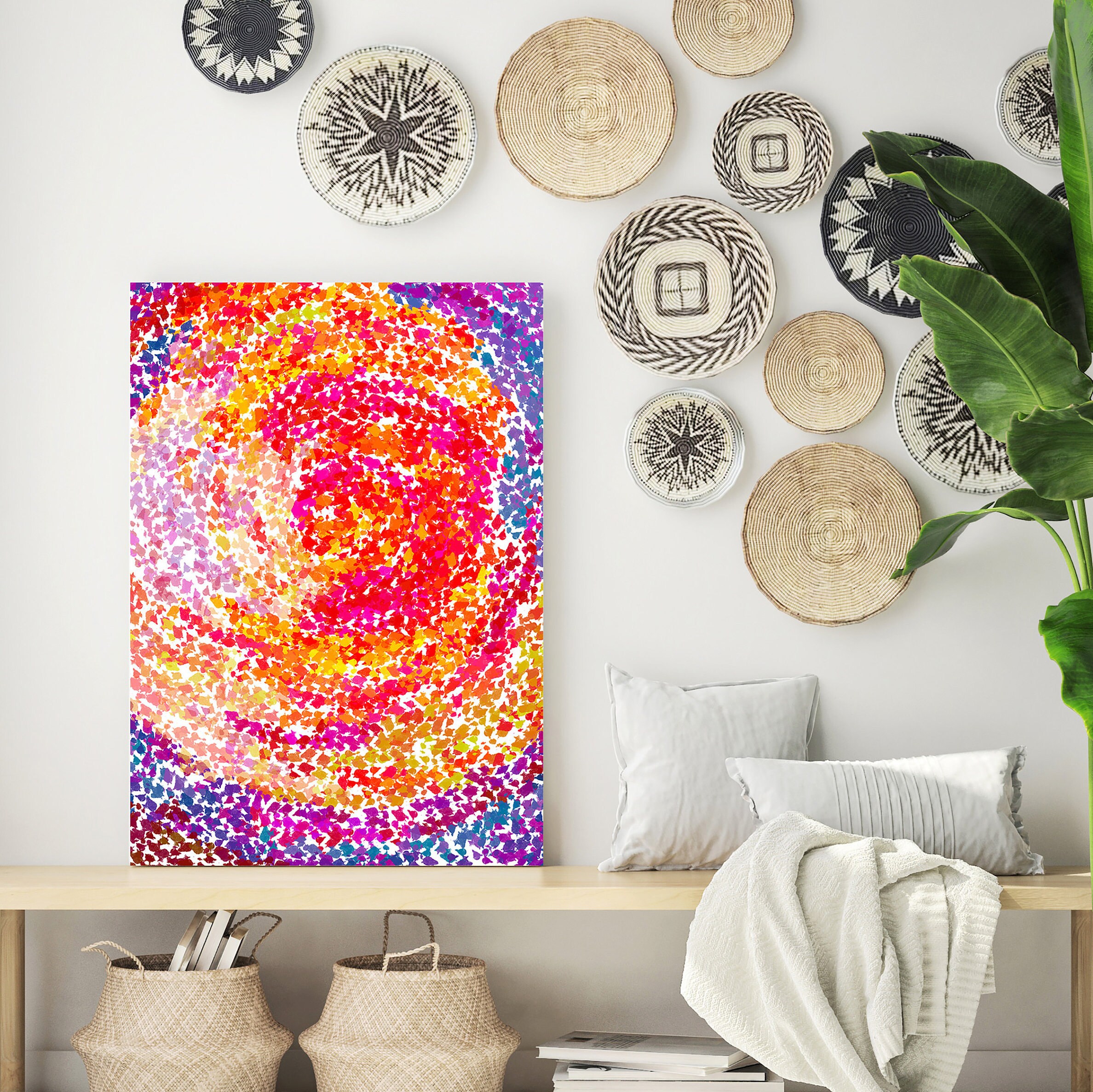 Abstract art print download bright coloured wall art modern | Etsy