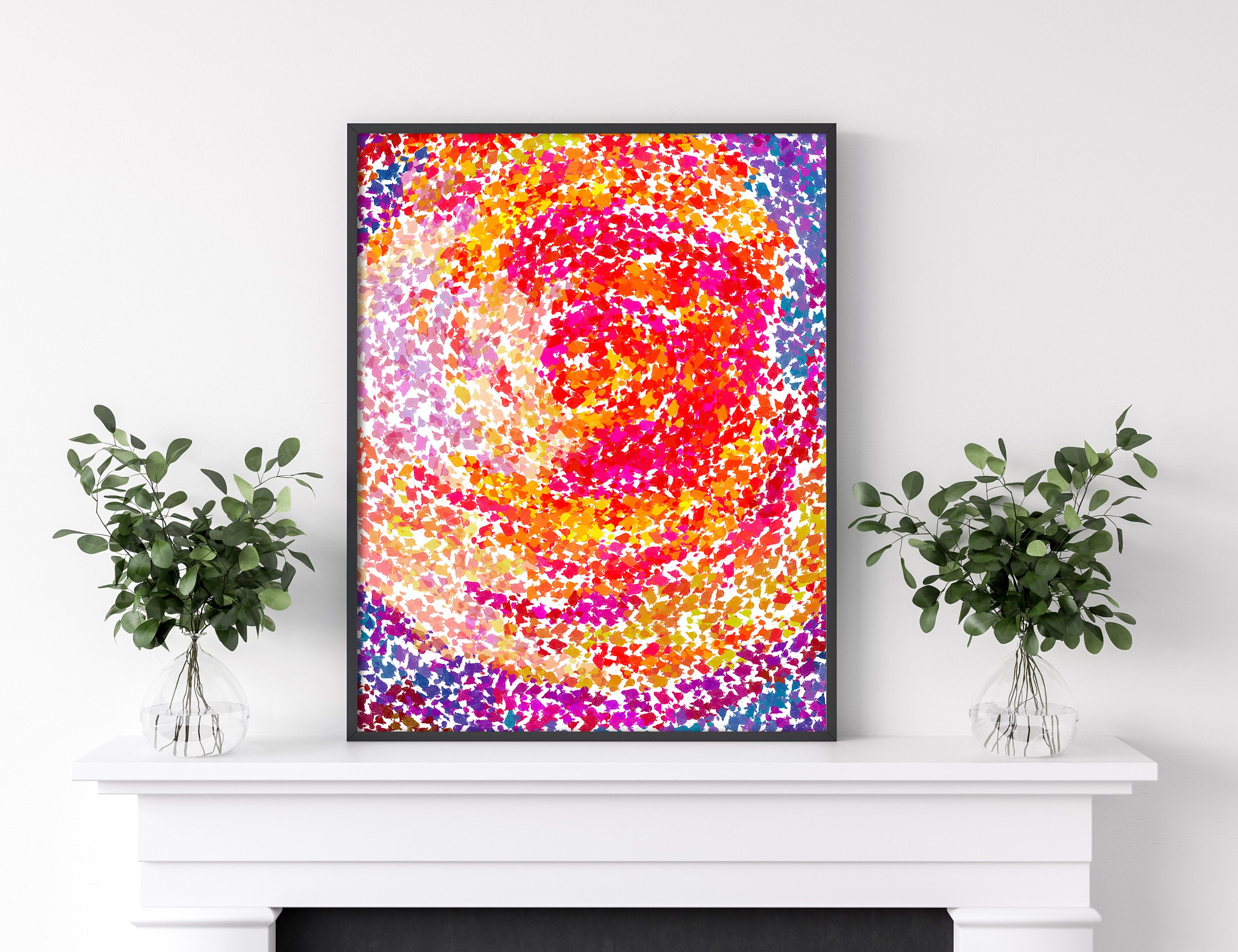 Abstract art print download bright coloured wall art modern | Etsy