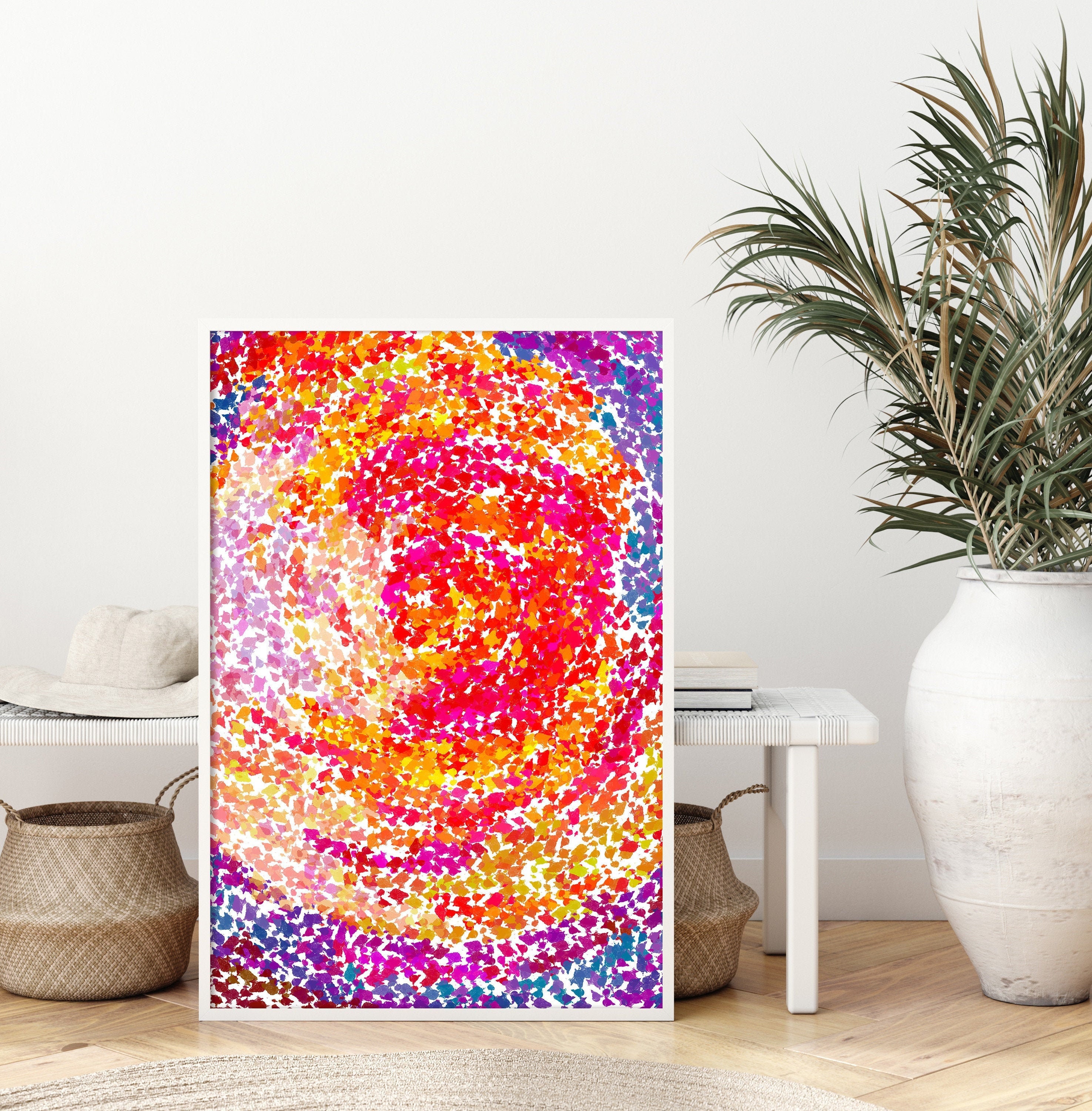 Abstract art print download bright coloured wall art modern | Etsy