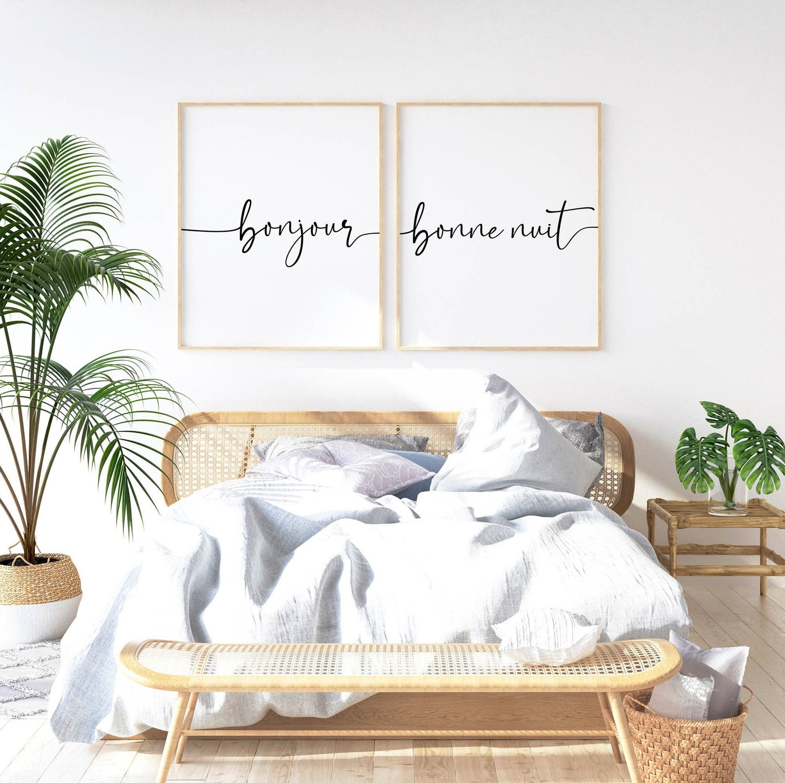 Bonjour Bonne Nuit, Bedroom Prints, Bedroom Wall Art Printable, Couple ...