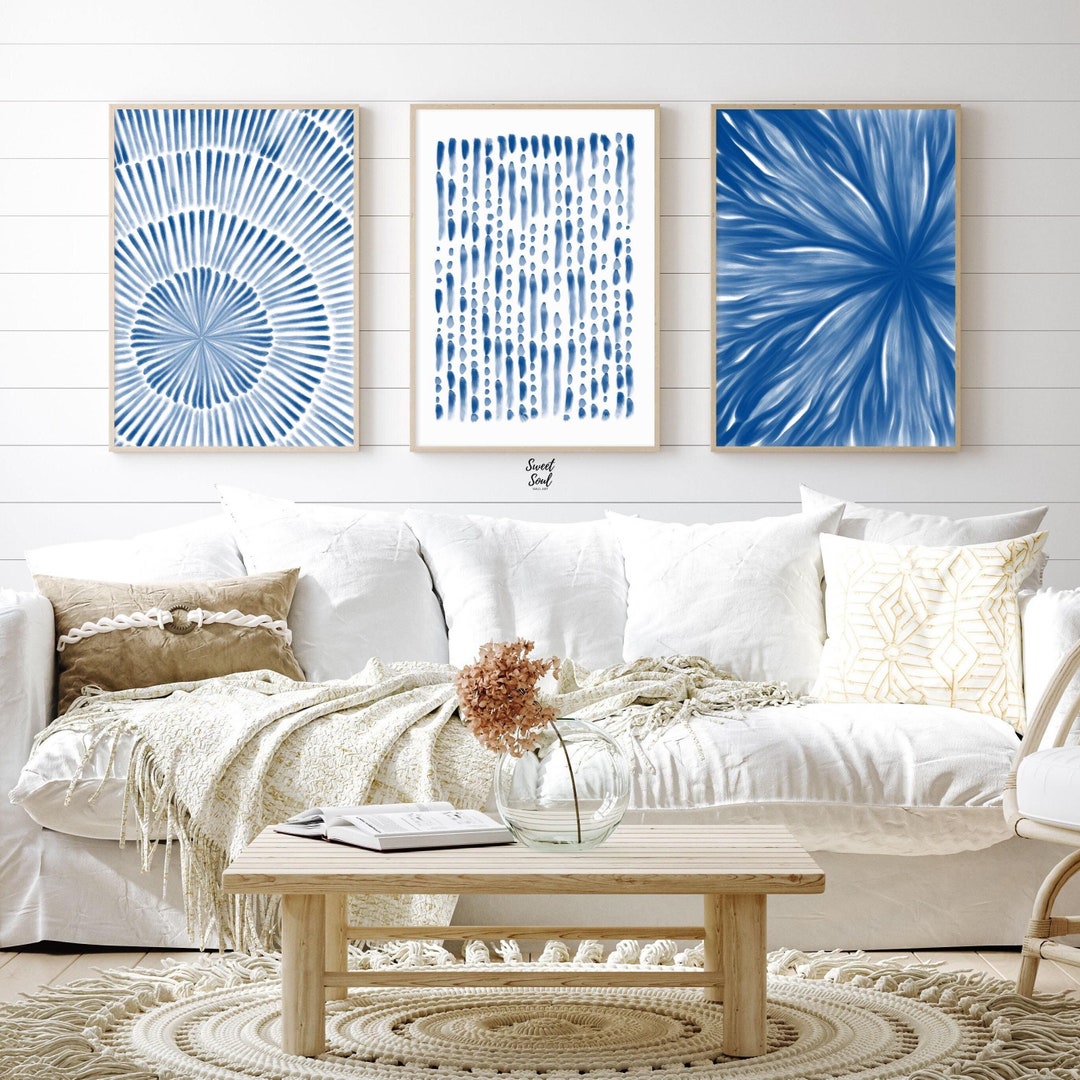 Download Blue Art Prints Set of 3, Abstract Wall Art Printable ...