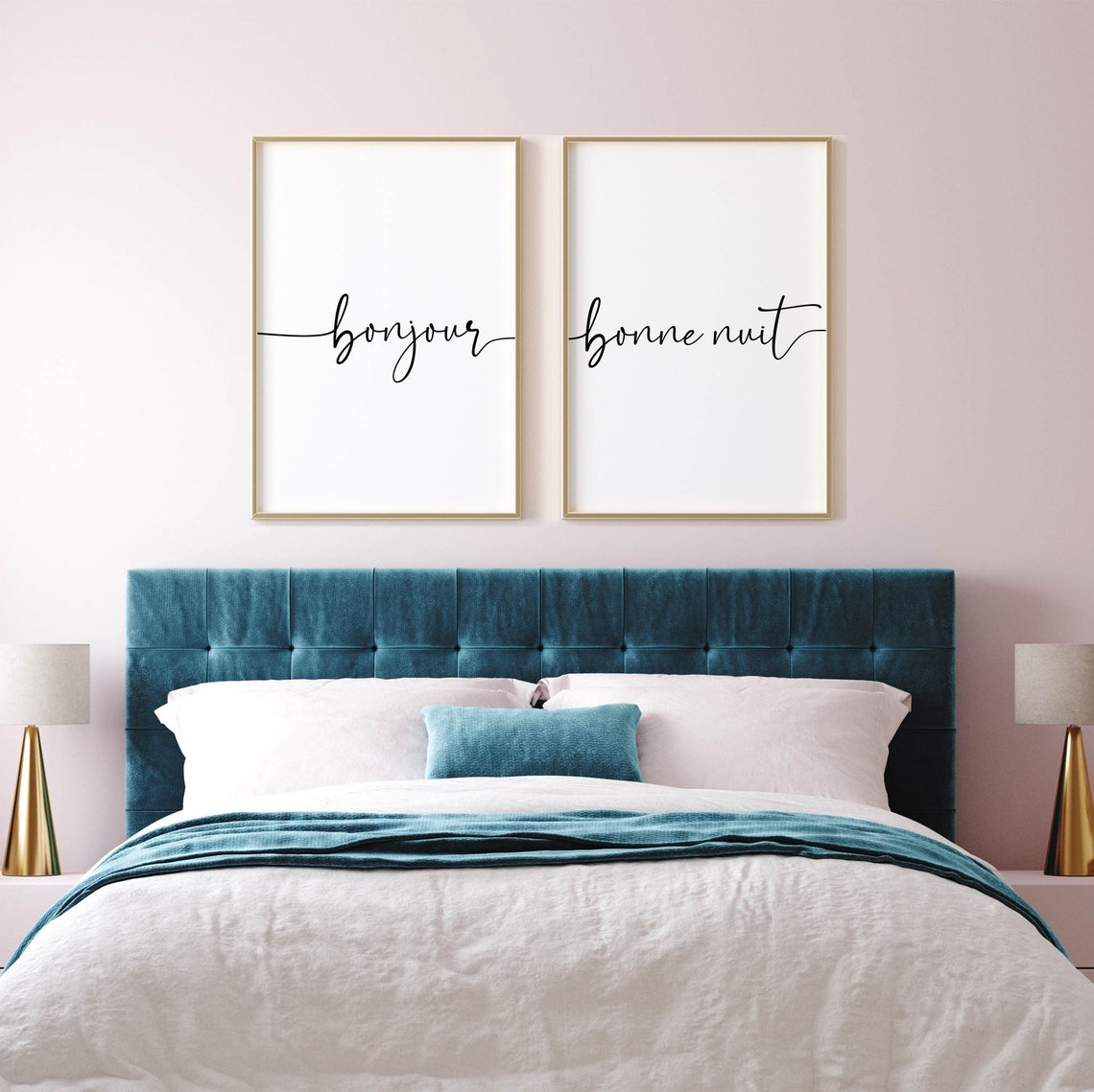 Bonjour Bonne Nuit, Bedroom Prints, Bedroom Wall Art Printable, Couple ...