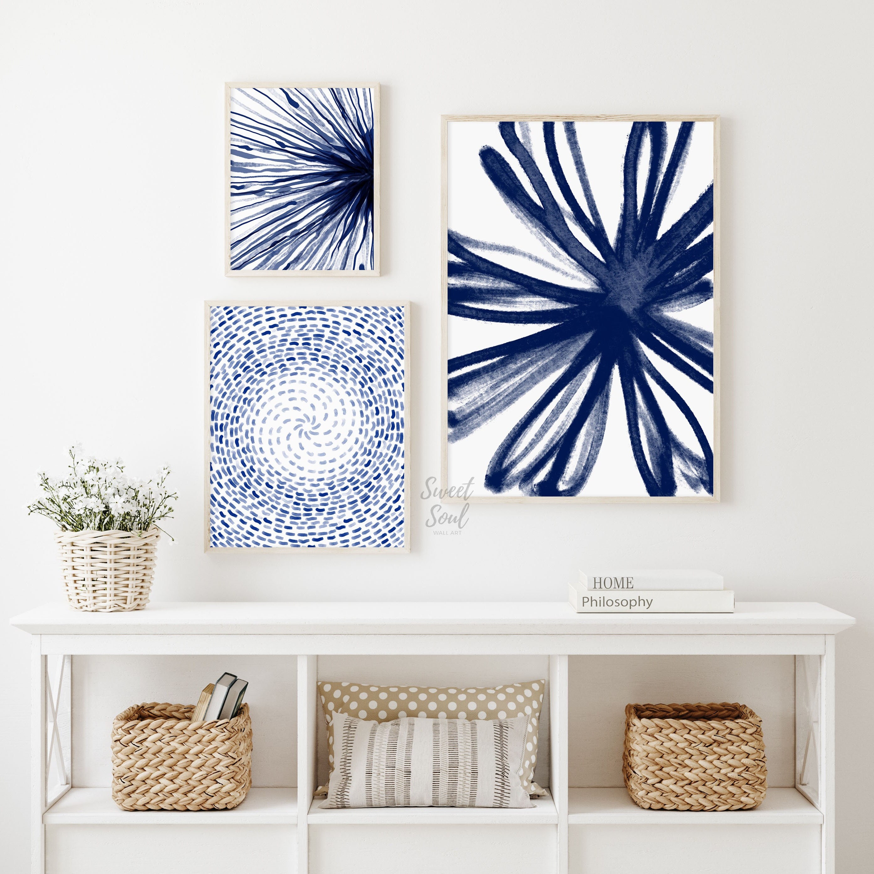 Blue Abstract Wall Art Digital Download, Blue Watercolor Artwork, Blue ...
