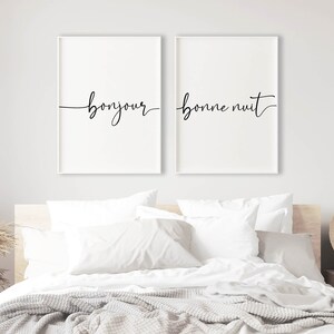 Bonjour Bonne Nuit, Bedroom Prints, Bedroom Wall Art Printable, Couple ...