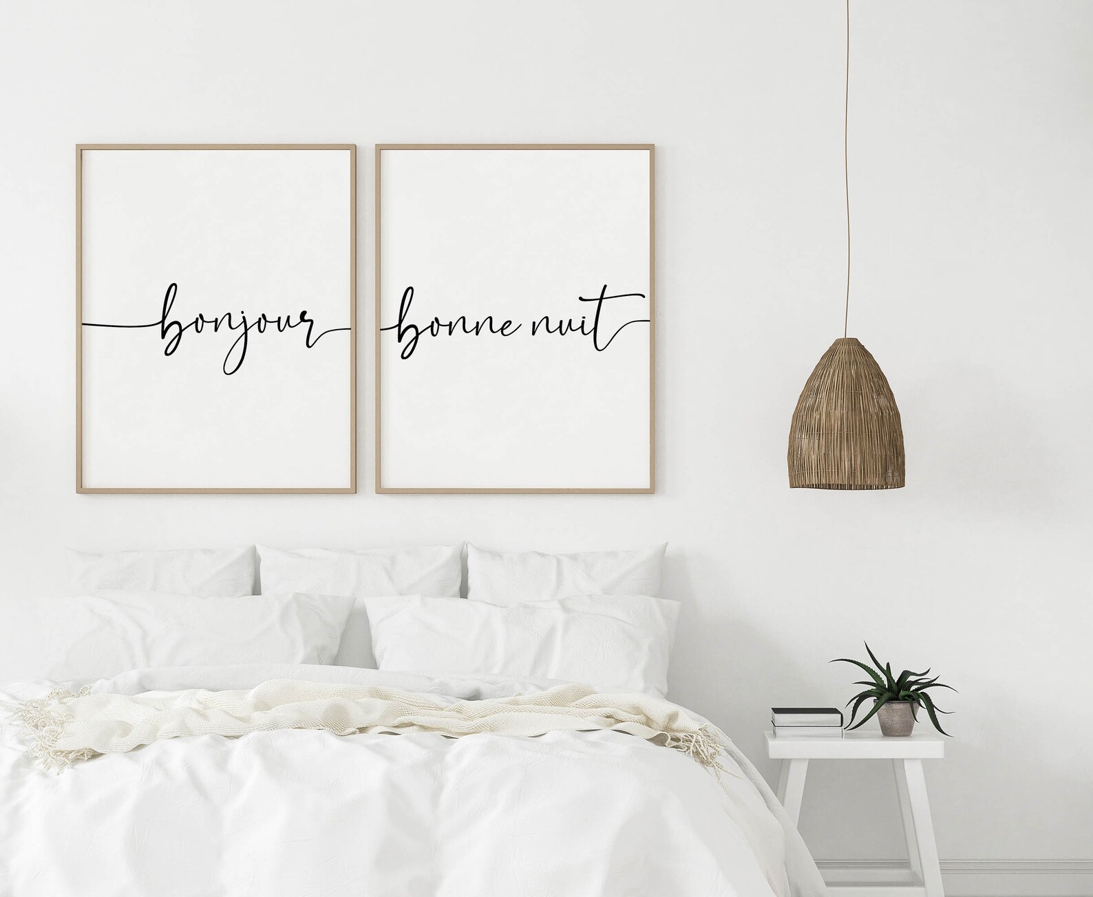 Bonjour Bonne Nuit, Bedroom Prints, Bedroom Wall Art Printable, Couple ...