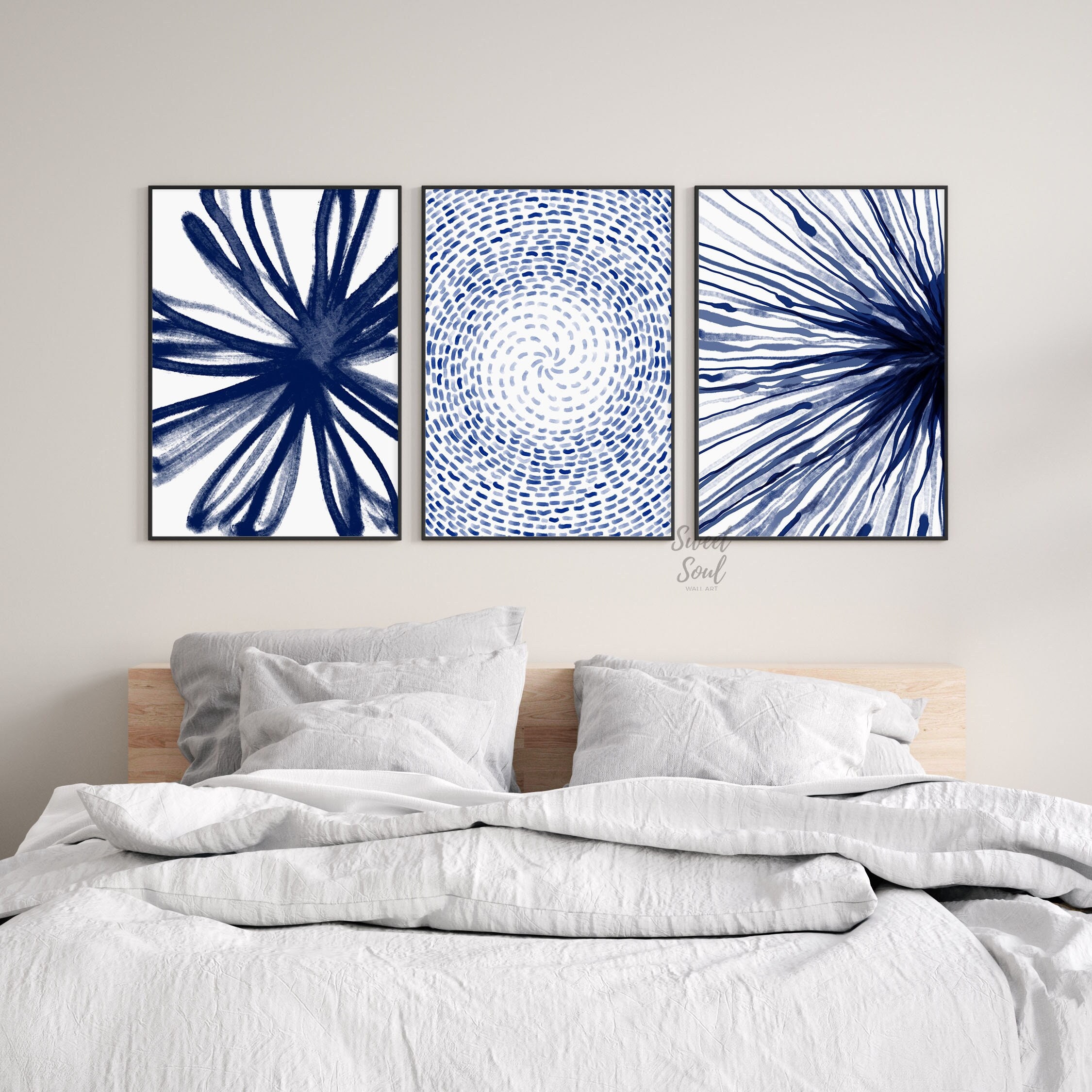 Blue Abstract Wall Art Digital Download, Blue Watercolor Artwork, Blue ...
