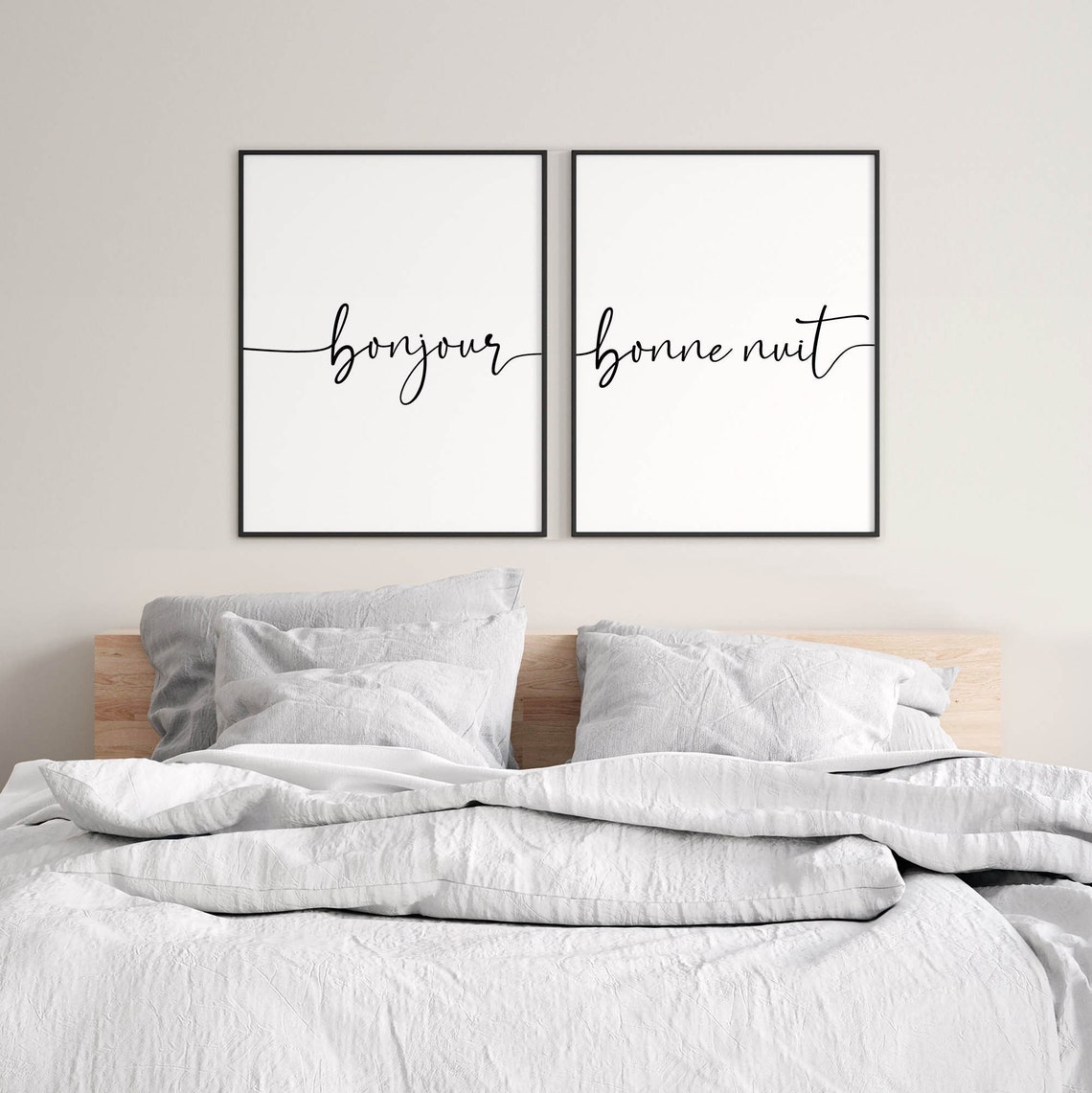 Bonjour Bonne Nuit, Bedroom Prints, Bedroom Wall Art Printable, Couple ...
