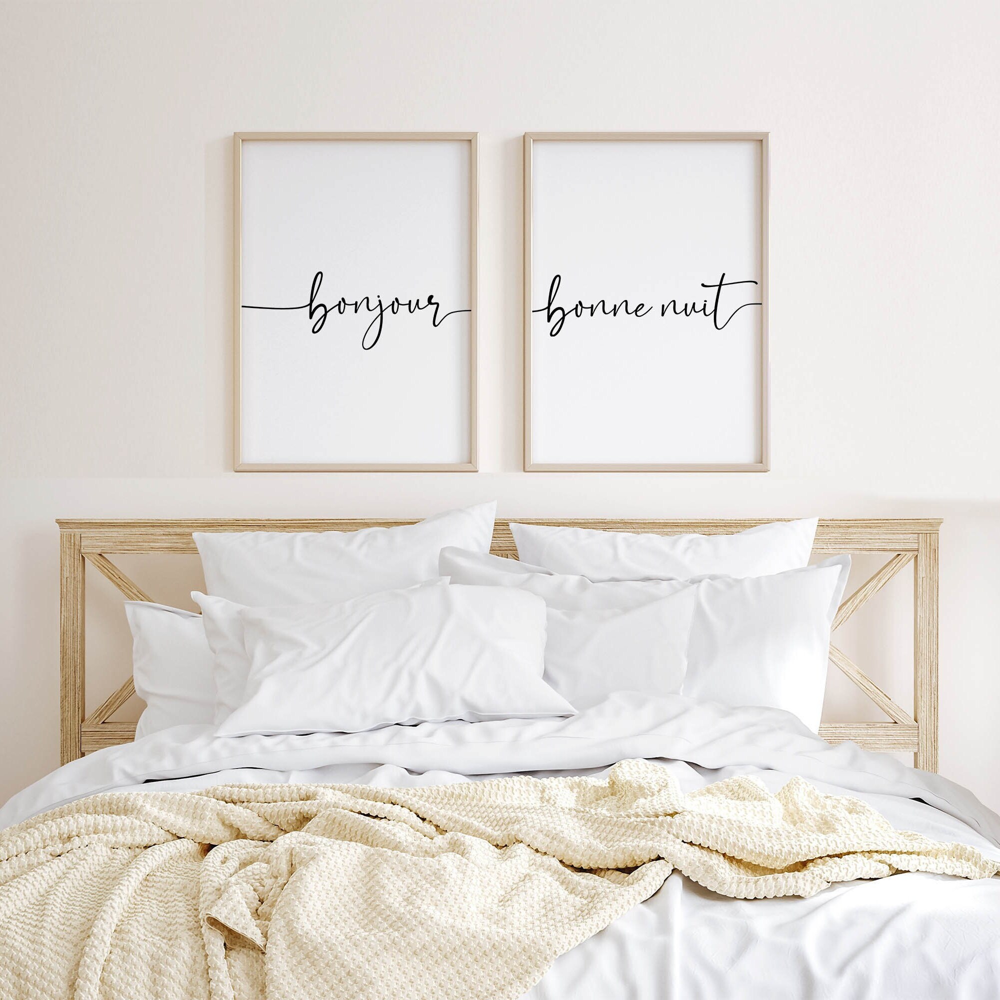 Bonjour Bonne Nuit, Bedroom Prints, Bedroom Wall Art Printable, Couple ...