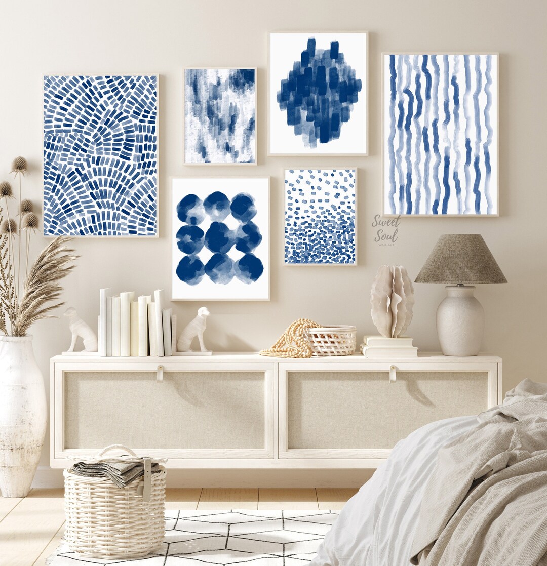 Blue Gallery Wall Art Prints Digital Download, Abstract Wall Art ...