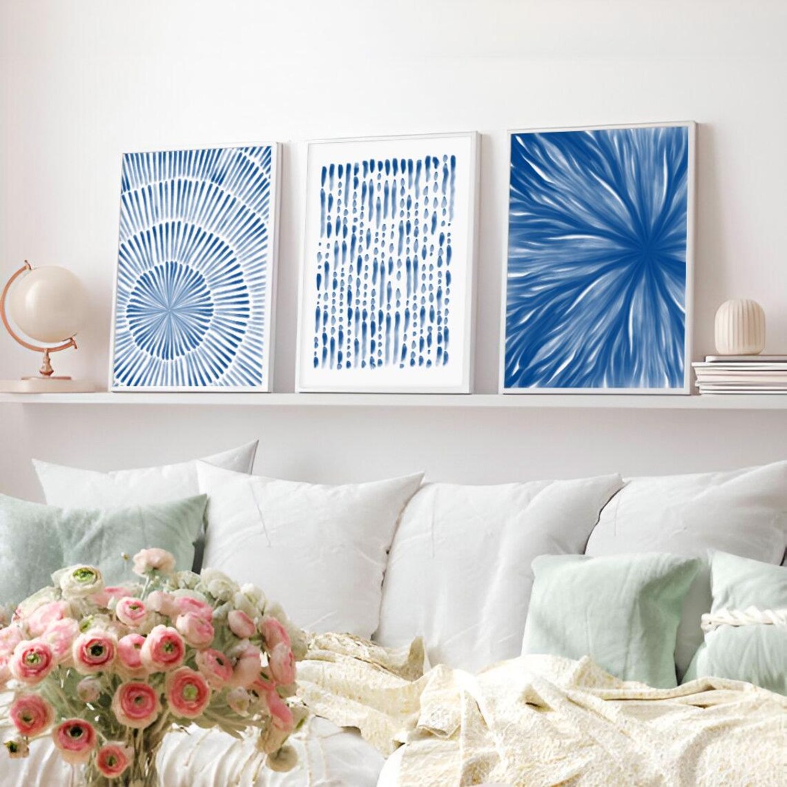 Download Blue Art Prints Set of 3, Abstract Wall Art Printable ...