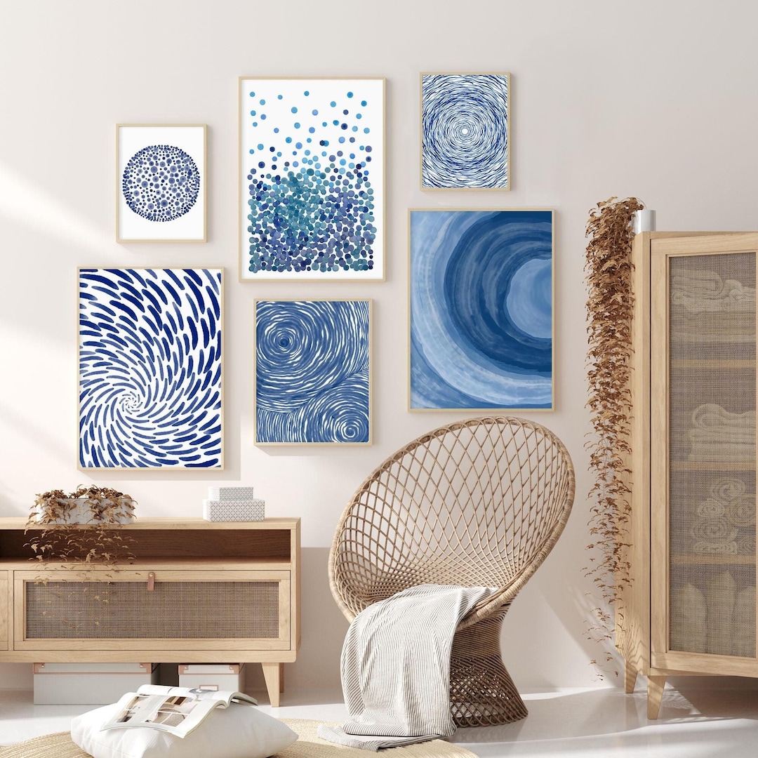 Coastal Home Decor Set of 6 Blue Wall Art Prints Gallery Wall Decor ...