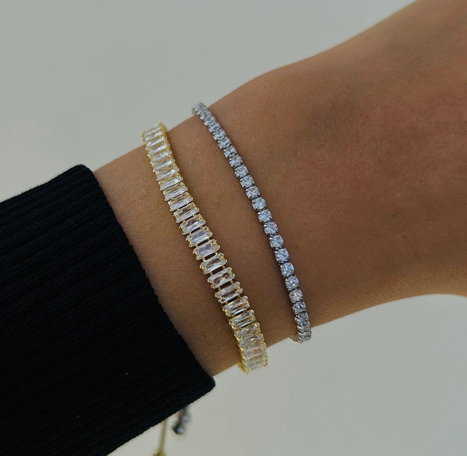 Gold Tennis Bracelet, Sterling Silver With Gold Plated Diamond Bracelet ...