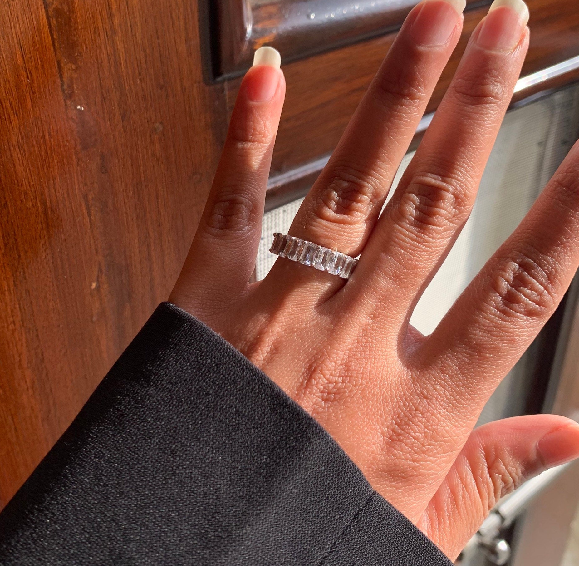 Baguette Eternity Ring in 925 Sterling Silver – Stackable Infinity Band ...